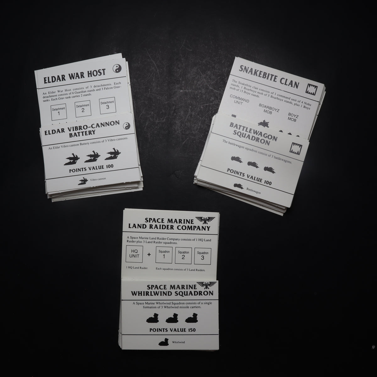 Epic, Space Marine 2nd Ed. Base Game Cards, Complete – Black Arrow Minis